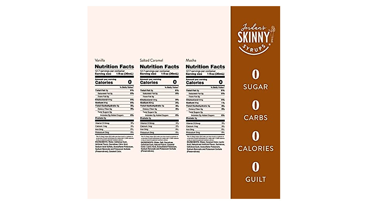 Jordan's Skinny Syrups Variety Pack - Zero Calorie Coffee Flavors