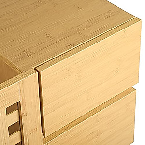 Duitrc 23" Wood Laundry Hamper Bathroom Storage Basket with 3 Drawer Bamboo Bathroom Laundry Hamper Large Storage Dirty Clothes Basket for Towels Blanket Toys in Dorm Bedroom Closet and Bathroom