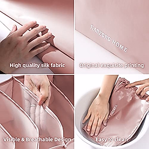 CANFOD 3-Piece Set Wardrobe Clothes Organizer for Drawers, Underwear Drawer Organizer, Closet Organizers and Storage for Folded Clothes (Sock & Underwear set (7S*2+7M*1), Morandi Pink)