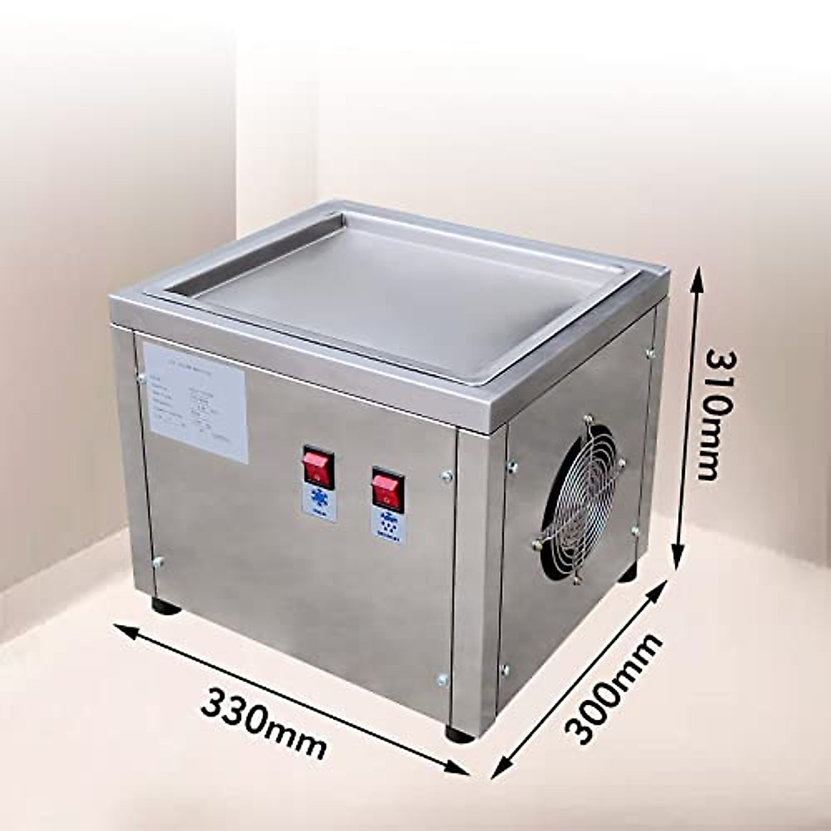 Mvckyi Commercial Countertop Mini Square Fried Ice Cream Roll Machine, Frozen Yogurt Ice Pan Rolled Machine Electric Stir Fry Ice Cream Rolled Maker for Home Bar Cafe