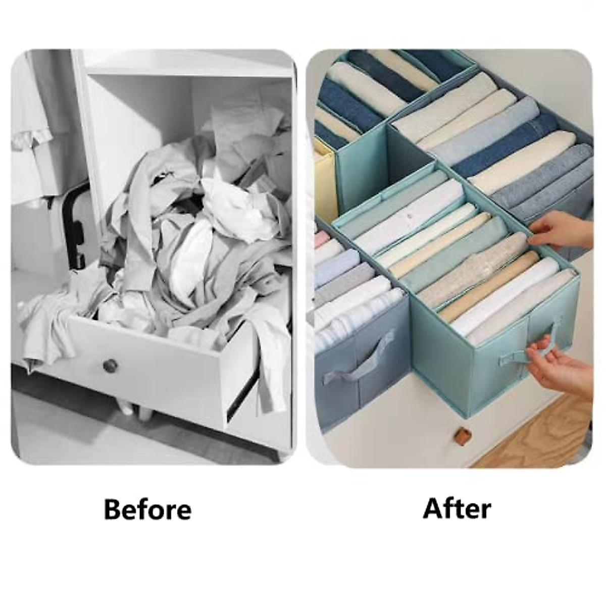 Wardrobe Clothes Organizer Foldable Jeans Drawer Organizer, Closet Organizers and Storage Box, Clothes Organizer for Folded Clothes, Jeans, Sweater, T-shirts (9 Grids, Blue，2Pack)