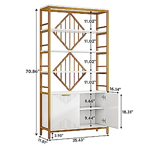 Tribesigns Modern Bookshelves and Bookcases with Doors 11.8in Depth Floor Standing 5 Shelf Display Storage Shelves Bookcase Home Decor Furniture for Home, Office, Living Room, Bedroom