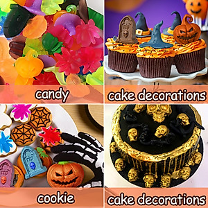 AIERSA Halloween Candy Gummy Molds, 2 Pcs Halloween Silicone Mold with 1 Pcs Dropper for DIY Halloween Gummies, Candy, Jelly, Chocolate, Jello