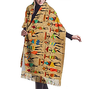 GregTins African American Women Scarf Womens Warm Long Shawl Wraps Large Scarves Knit Cashmere Fringed Scarf Blanket Scarf Mothers Day Gifts