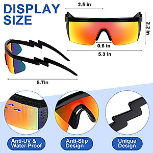 Maitys 8 Pairs Retro Semi Rimless Sunglasses 80s 90s Zigzag Sunglasses Colored Neon Sunglasses Transparent Lens Glasses for Men Women