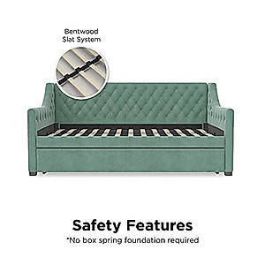 Little Seeds Ambrosia Diamond Tufted Upholstered Design Daybed and Trundle Set, Twin Size Frame, Teal