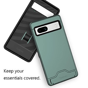Teelevo Wallet Case for Google Pixel 7a, Dual Layer Case with Card Slot Holder and Kickstand for Google Pixel 7a - Dark Green
