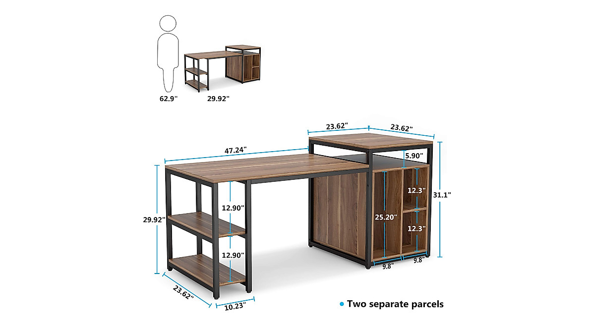 Large 70-Inch Computer Desk with Storage Shelf | Tribesigns Home Office