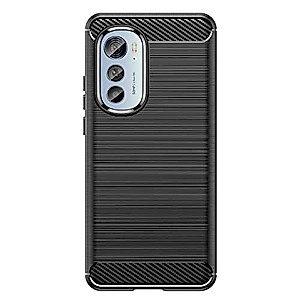 for Motorola Edge 2022 Case, Moto Edge 2022 Case with HD Screen Protector, Fashion Non-Slip Shock-Absorption Flexible TPU Bumper Soft Rubber Protective Phone Case Cover for Motorola Edge 2022, Black