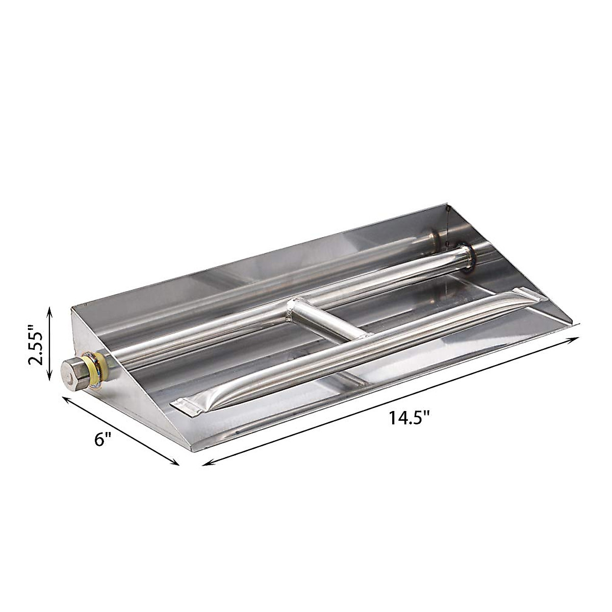 Skyflame 18-inch Fireplace Log Grate with Dual Burner Pan and Connection Kit for Natural Gas, 304 Stainless Steel