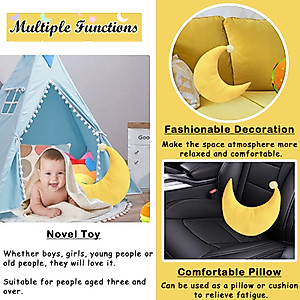 zhidiloveyou Moon Pillow Plush Yellow Moon Shaped Pillow Cute Stuffed Toy for Kids 15.7"×7.8"