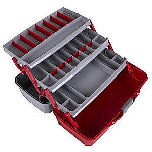 Flambeau Outdoors 6383TB 3-Tray - Classic Tray Tackle Box - Red/Gray & Flambeau Outdoors 6383FG 3-Tray Classic Tray Tackle Box, Portable Tackle Organizer, Frost Green/Black