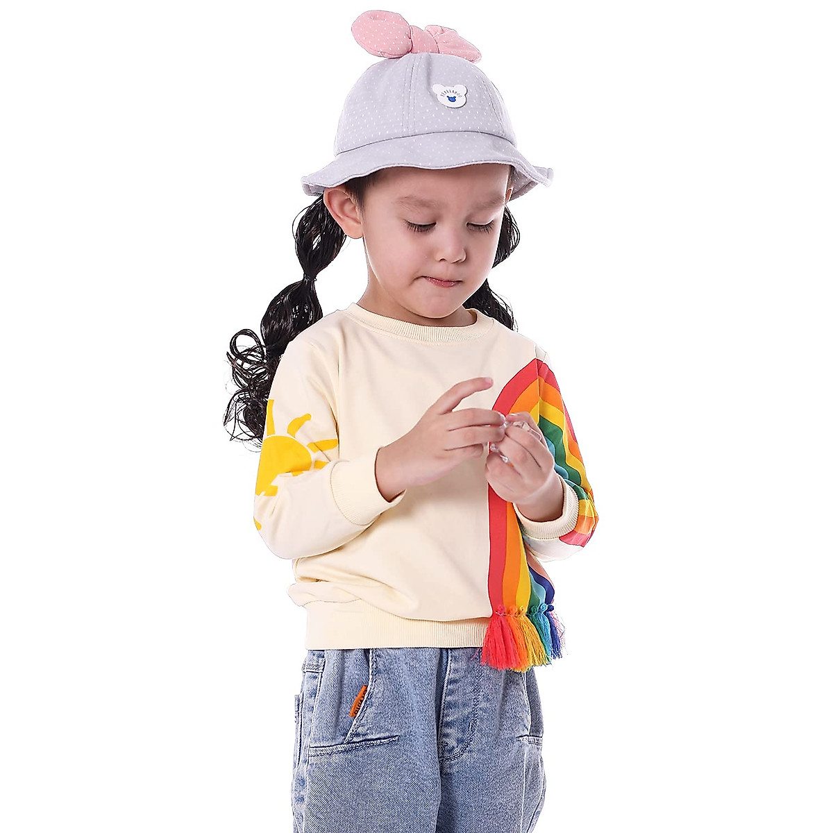 BINIDUCKLING Toddler Crew Neck Rainbow Sweatshirt Girls 3T