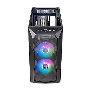 Cooler Master TD300 Mesh White Micro-ATX Tower with Polygonal Mesh Front ana Removable Top Panel, ARGB/PWM Hub Tempered Glass, Dual Sickleflow PWM ARGB Lighting Fans