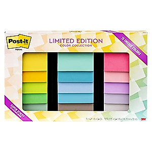 Post-it Super Sticky Notes, Limited Edition Color Collection, 3x3 in, 15 Pads/Pack, 45 Sheets/Pad (654-15SSALL)