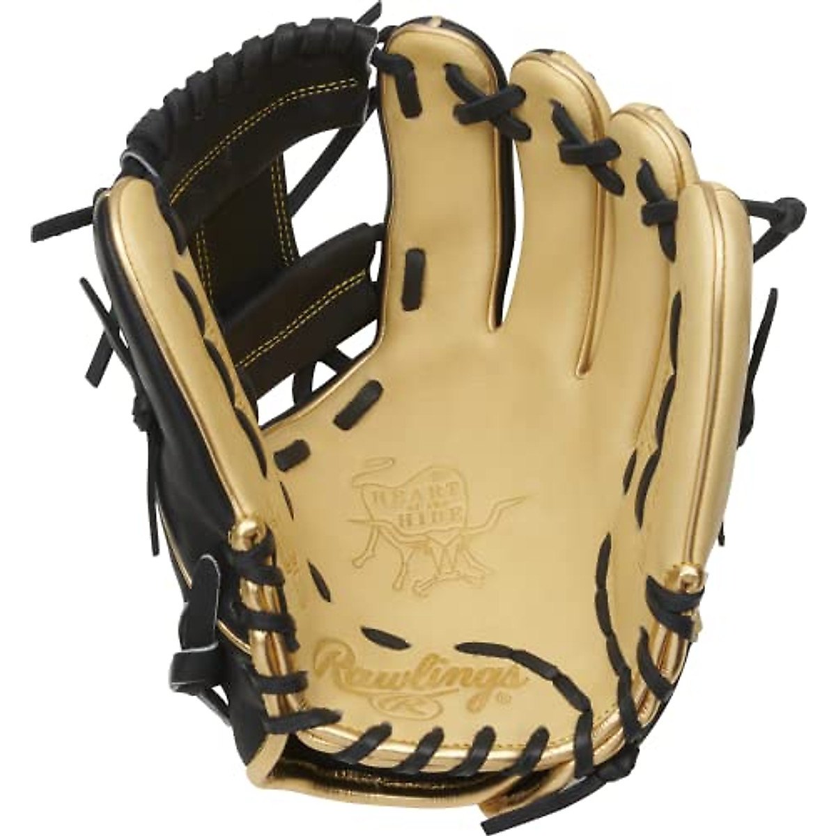 Rawlings | HEART OF THE HIDE Baseball Glove | CONTOUR - Youth Fit | Advanced Break-In | 11.5" | Pro I Web | Right Hand Throw | Camel/Black