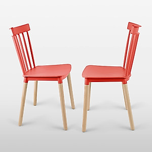 Simpol Home DSW Armless Modern Plastic Dining Chairs with Wood Legs for Living, Bedroom, Kitchen, Dining,Lounge Waiting Room, Restaurants, Cafes