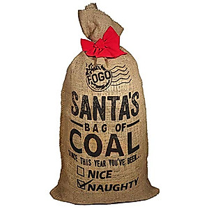 Fogo Santa's Bag of Coal, 17.6 Pound Bag of Premium Hardwood Lump Charcoal for Grilling and Smoking in Burlap Christmas Sack
