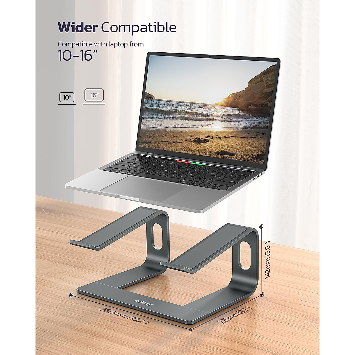 Nulaxy Laptop Stand, Ergonomic Aluminum Laptop Computer Stand, Detachable Laptop Riser Notebook Holder Stand Compatible with MacBook Air Pro, Dell XPS, HP, Lenovo More 10-15.6” Laptops