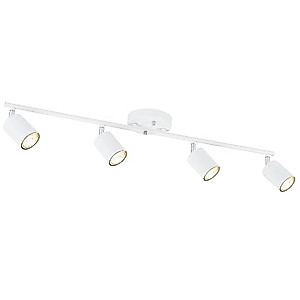 BoostArea LED 4 Light Track Lighting Kit, White 4 Way Ceiling Spot Lighting, Flexibly Rotatable Light Head for Kitchen, Living Room, Bedroom, Bulb Not Included