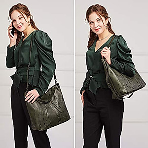 VONMAY Purses for Women Vegan Leather Handbags Large Ladies Studs Hobo Bags Tote Purse Bucket Shoulder Bag (Army green)