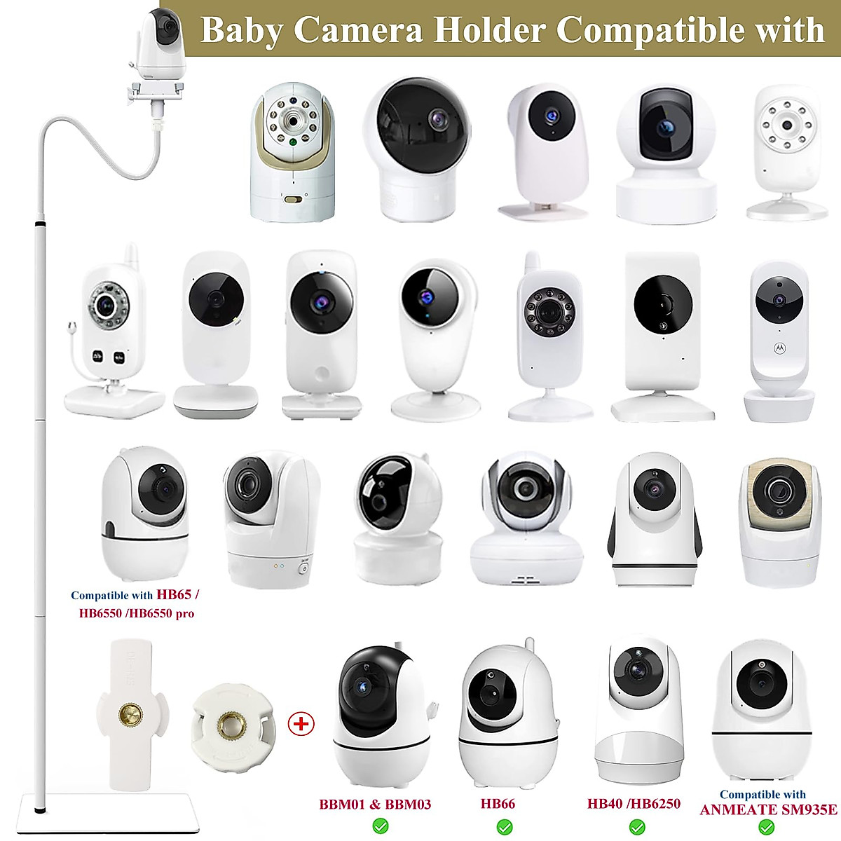 Baby Monitor Mount Floor Stand Holder Compactible with Infant Optics DXR-8 Pro,Nanit Pro,Vetch,eufy,Momcozy BM01,HelloBaby HB6550/66/248,UKSUP,ANMEATE SM935E,Arlo,VAVA,Baby Monitor with a Screw Hole