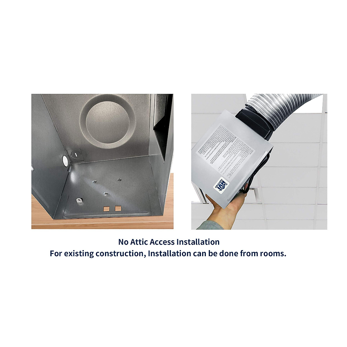 Tech Drive Very-Quiet 80 CFM, 1.5 Sone No Attic access Needed Installation Bathroom Ventilation and Exhaust Fan