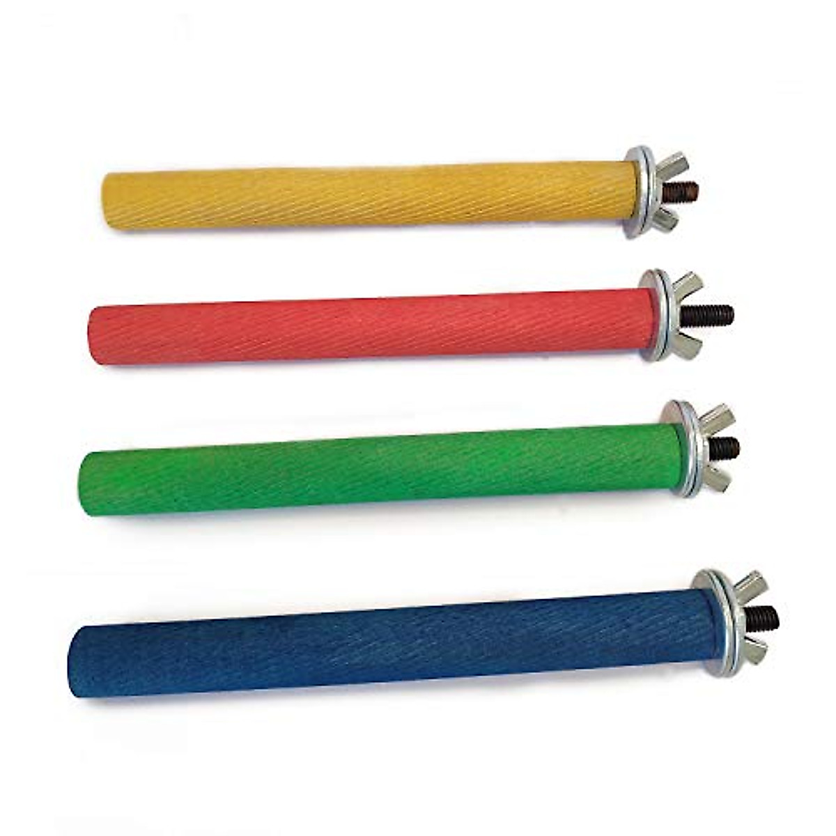 BESTWD Bird Perchs Bird Stand Toy Bird Cage Accessories Natural Colorful Wood Perch Platform Paw Grinding Stick 4-Piece Set for Parakeets