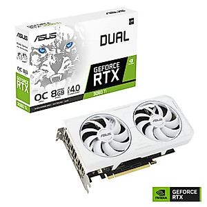 ASUS Dual NVIDIA GeForce RTX 3060 Ti White OC Edition Graphics Card (PCIe 4.0, 8GB GDDR6X Memory, HDMI 2.1, DisplayPort 1.4a, 2-Slot Design, Axial-tech Fan Design, 0dB Technology, and More)