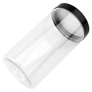 MOUYAT 8 Pack 32oz 1000ml Clear Plastic Storage Jars with Black Lids, 1L Empty Round Plastic Jars, Wide Mouth Food Storage Containers Refillable Jars for Kitchen Storage, Spice, Candy