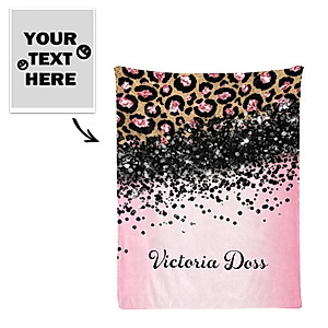 Yeshop Personalized Baby Blanket Pink Leopard Print Custom Nursery Swaddling Blankets 30x40 Inches for Baby Boy Girl with Name for Baby Shower Birthday