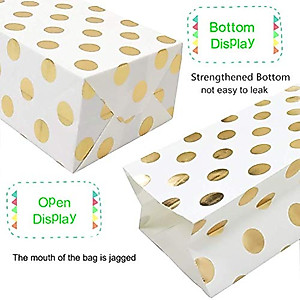 ADIDO EVA 100 PCS Gold Polka Dot Paper Bags Small Paper Party Treat Bags 5.1 x 3.1 x 9.4 Inch
