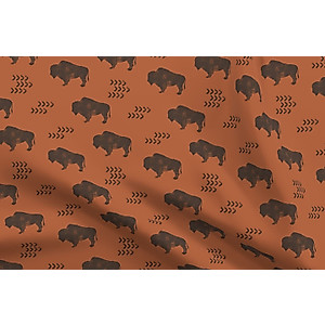 Spoonflower Fabric - Distressed Buffalo Brown Rust Bison Southwestern Trendy Boy Boho Printed on Petal Signature Cotton Fabric by The Yard - Sewing Quilting Apparel Crafts Decor