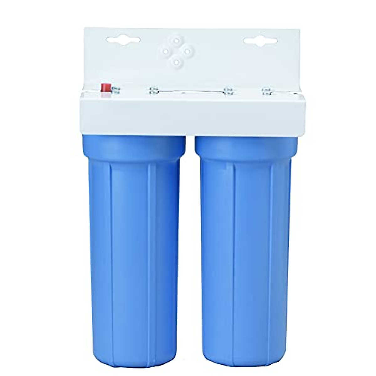 Pentair Pentek BFS-201 Slim Line Two-Housing Filtration System, 3/8" NPT #10 Low Profile Water Filter Housing, Holds 10" x 2.5" Filter Cartridges, Blue