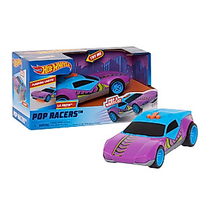 Just Play Hot Wheels Pop Racers Car La Fasta Toy Vehicle, 7-Inch Purple Motorized Toy Car, Lights, Sounds, Pops Wheelies, Kids Toys for Ages 3 Up