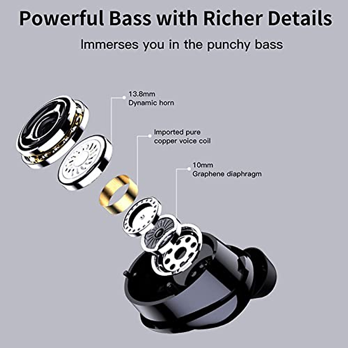 EBTOOLS Bluetooth Earphone,Waterproof Stereo Noise Cancelling Wireless Earbuds with Mic Earhook,Automatically Pair,Headphone for Driving Sports Travel(Black)