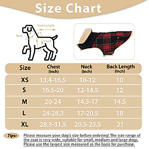 Preferhouse Winter Coat for Small and Medium Dogs, Puppy Plaid Jacket, Cotton Coat for Cold Weather, Windproof Warm Dog Garments, Pet Thickened Outfits Indoor Outdoor, Red XS