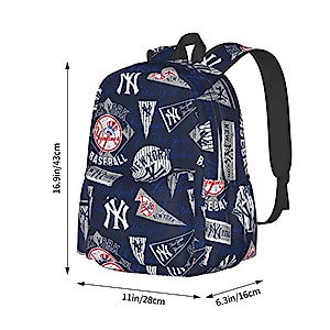 Annod Industries New York Yankees Baseball Backpack, Lightweight Casual School Backpacks Bags for Men Women Book Travel Hiking Camping Work, 16.9 Inch