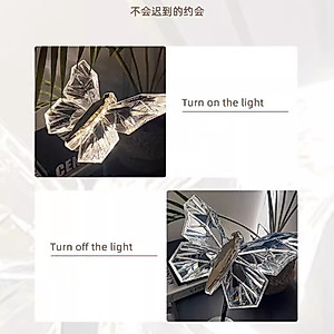GRFIT Bedside Night Stand Lamp Butterfly Crystal Table Lamp Decorative Night Lamp USB Plug-in Dimmable Bedroom Bedside Desktop Arrangement Acrylic Desk Lamp (Color : B)