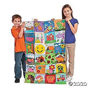 Fun Express DIY Knot Tie Quilt for Kids - Includes 24 pre Cut Squares with Holes - DIY Crafts