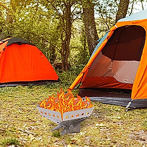 Lineslife Portable Collapsible Fire Pit for Camping, Stainless Steel Assemblable Firepits for Outside Wood Burning for Backyard, Patio, Garden