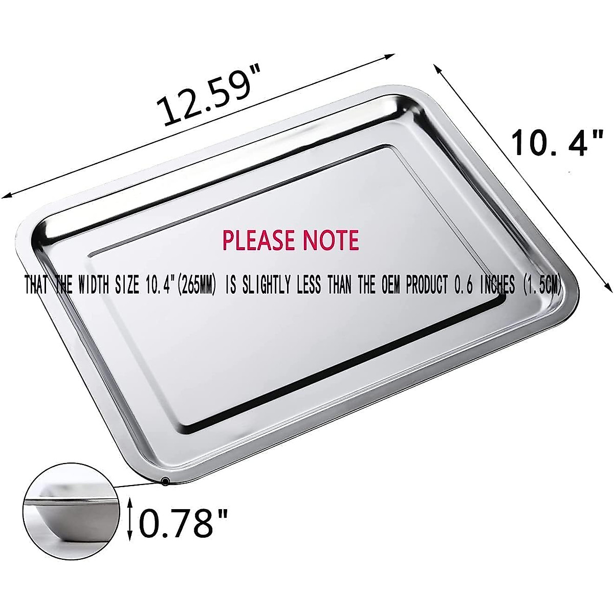Ponliumer Stainless Steel Baking Tray Pan Compatible with Cuisinart Toaster Oven Tray,Suitable for Cuisinart Air Fryer TOA-060 and TOA-065.…