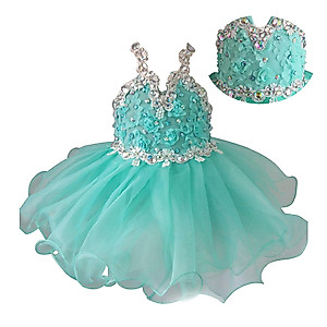 Jenniferwu EB040A Infant Toddler Baby Newborn Little Girl's Pageant Party Birthday Dress Aqua Blue Size 12-18M