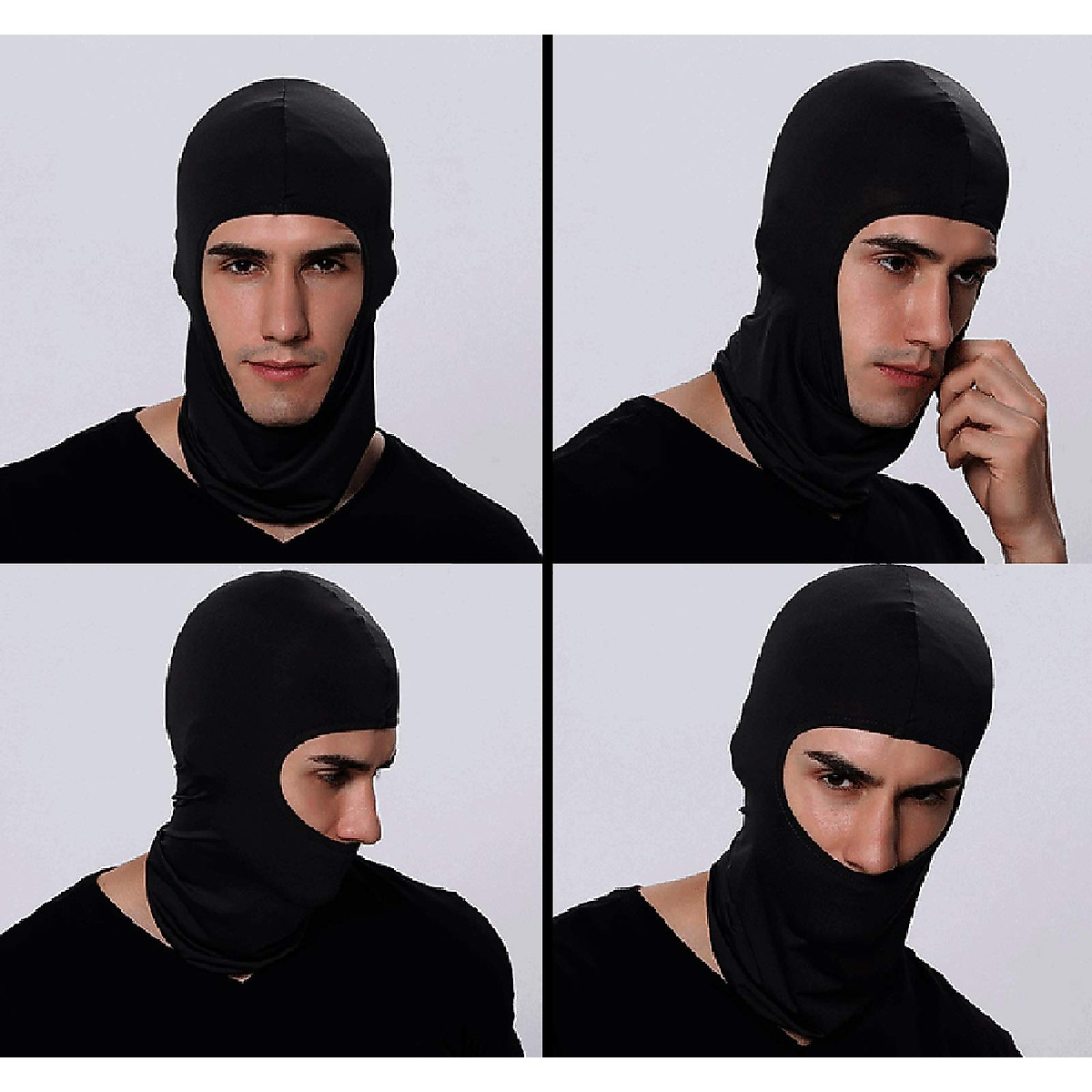 Pack of 5 Black Ski Face Mask Men Sun Balaclava Dust Proof for Outdoor Riding Fishing Headgear