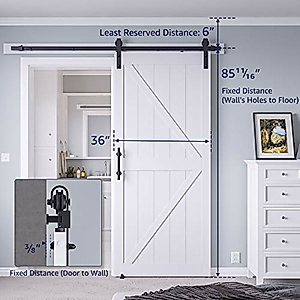 COSHOMER 36in x 84in MDF Sliding Barn Door with 6.6ft Barn Door Hardware Kit & Handle, Pre-Drilled Holes Easy Assembly -Solid Barn Door Slab Covered with Water-Proof PVC Surface, White, K-Frame