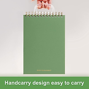 Yoment Top Spiral Notebooks,Top Bound Notebooks Lined 6"x 9",College Ruled Waterproof Cover Notepad,80 sheets(160 Pages),Durable Meeting Notebook for School and Office Business,Green
