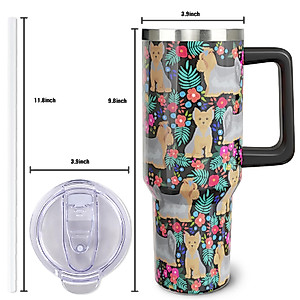 puhnhsv 40 oz Yorkie Tumbler with Handle, Insulated Stainless Dog Tumbler Coffee Travel Mugs Cup Water Bottle Yorkie Lovers Gifts for Women Girls