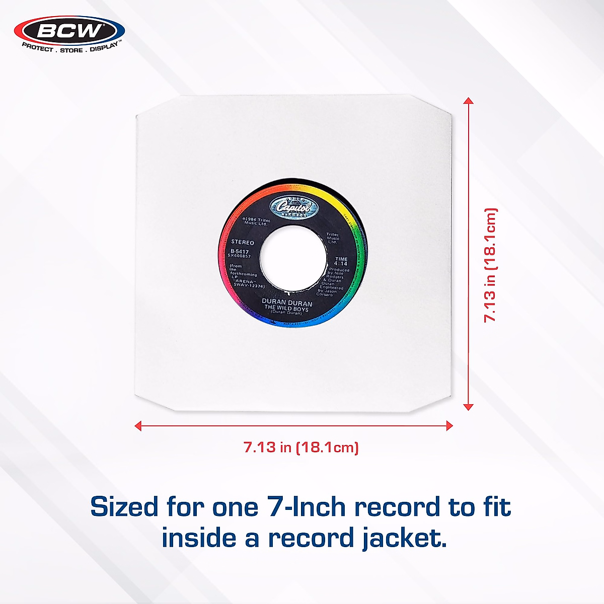 BCW 7 Inch Vinyl Record Paper Inner Sleeves - Angle Cut Corners - White | Pack of 50 | Protective LP Album Sleeves for Vinyl Storage and Preservation | Compatible with 45 RPM Album