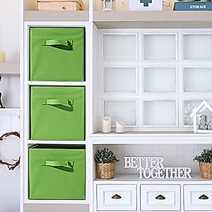 Sorbus Foldable Storage Cubes - 6 Fabric Baskets for Organizing Pantry, Closet, Shelf, Nursery, Playroom, Toy Box, Cubby - 11 Inch Dual Handle Collapsible Closet Organizers and Storage Bins (Green)