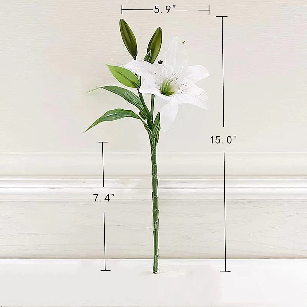 Aiinoo 5pcs Artificial Lily Faux Flowers Plastic Easter Tiger Lily Real Touch Bouquet for Wedding Party Home Garden Hotel Decor (White)